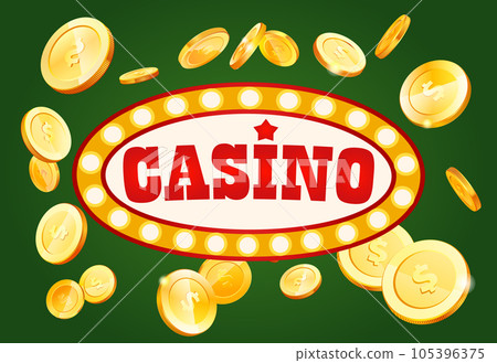 Casino gambling poster design. Money coins... - Stock Illustration ...