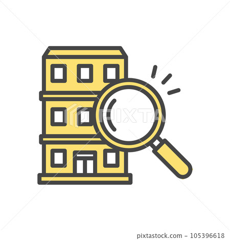 Condominium, apartment search icon Room search... - Stock Illustration ...