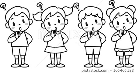 Illustration set of a child who feels doubt and... - Stock Illustration ...