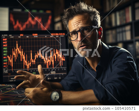 The Man Looking At The Stock Chart Generative AI - Stock Illustration ...