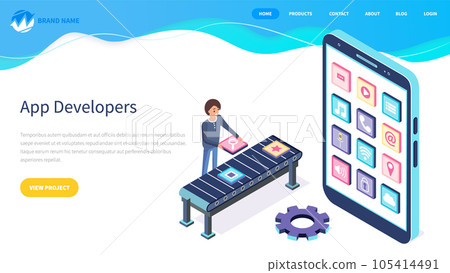 Website for app developers landing page... - Stock Illustration ...