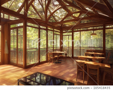 restaurant cafe interior in forest - Stock Illustration [105418435] - PIXTA