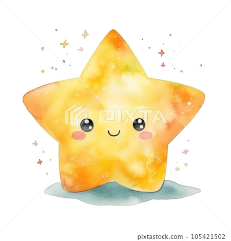 Watercolor cute little yellow star - Stock Illustration [105421502] - PIXTA
