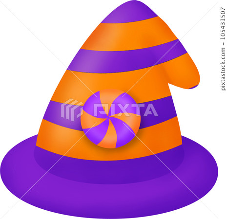 colorful purple orange halloween witch's hat...-插圖素材 [105431507] - PIXTA圖庫
