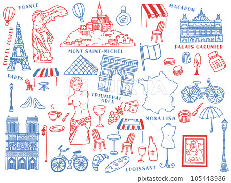 Paris France Line Drawing France Paris Vector Line Drawing