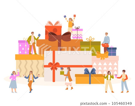 Promo gifts concept, surprise and rewards. Sale... - Stock Illustration ...
