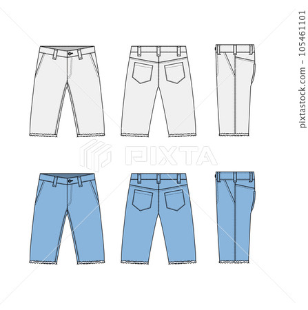 Denim shorts (half pants) vector template... - Stock Illustration ...