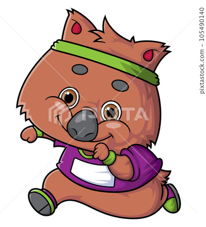 cartoon cute quokka character running on white...-插圖素材 [105490140 ...