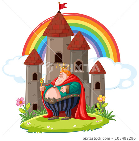 Grumpy King in Front of Castle - Stock Illustration [105492296] - PIXTA