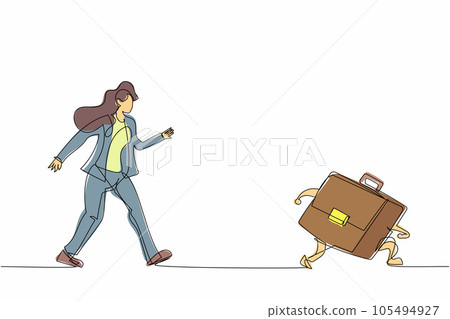 Continuous one line drawing businesswoman run...-插圖素材 [105494927] - PIXTA圖庫