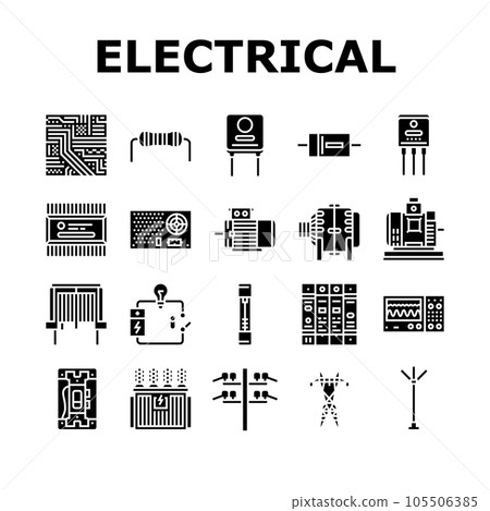 electrical engineer industry work icons set vector - Stock Illustration ...