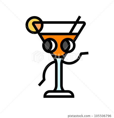 cocktail character retro music color icon... - Stock Illustration ...