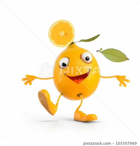 Lemon dancing with orange, cartoon style,... - Stock Illustration ...