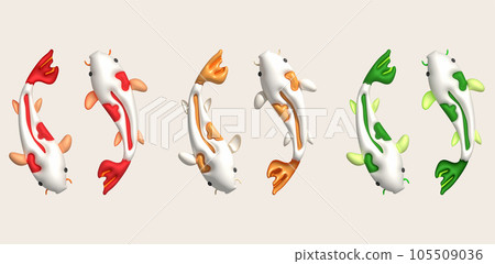 3d icon, colorful japanese koi fish, minimal... - Stock Illustration ...