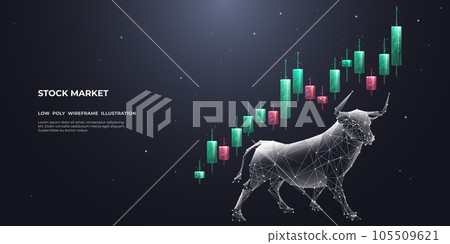 Japanese candlesticks and Bull on a technology... - Stock Illustration ...
