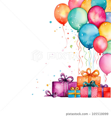 Birthday watercolor background - Stock Illustration [105510099] - PIXTA