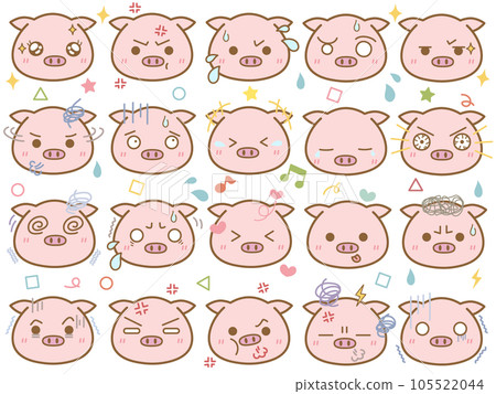 Cute pig emoticon set 2 - Stock Illustration [105522044] - PIXTA