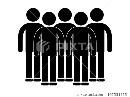 Pictogram of 5 people. A mark indicating the... - Stock Illustration ...