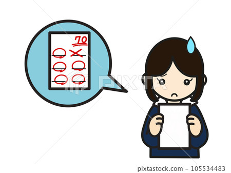 A female student with a test of 70 points - Stock Illustration ...