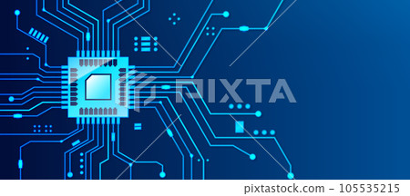 Microchip processor banner with blue... - Stock Illustration [105535215 ...