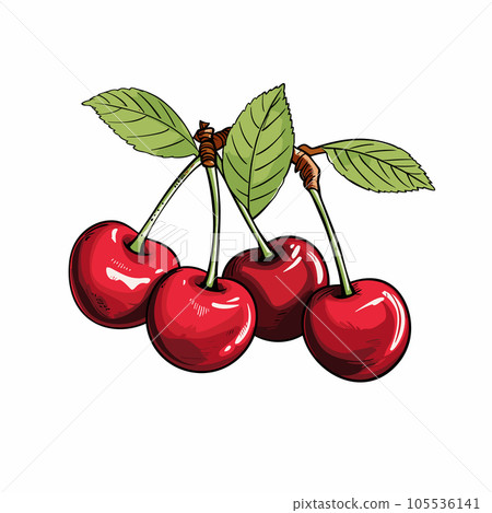 Cherry. Cherry hand-drawn comic illustration.... - Stock Illustration ...