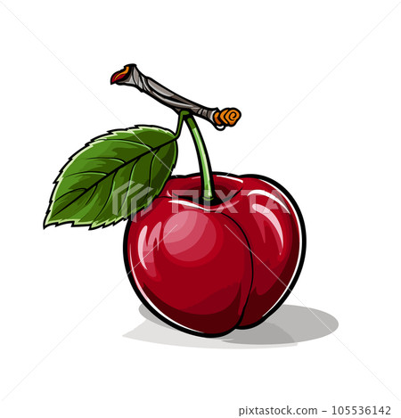 Cherry. Cherry hand-drawn comic illustration.... - Stock Illustration ...