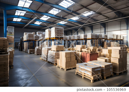 Warehouse distribution of goods to sub-branch... - Stock Illustration ...