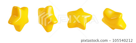 Flying yellow glossy star in different angles... - Stock Illustration ...