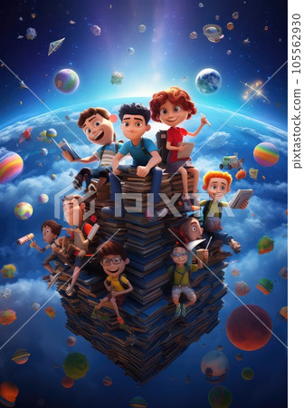 Playful and Energetic 3D Character Poster... - Stock Illustration ...