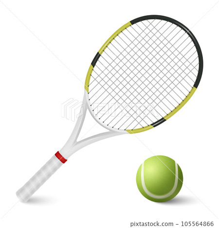 Vector 3d Realistic Tennis Ball and Racket Set... - Stock Illustration ...