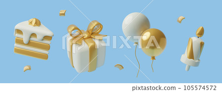 Birthday party cute realistic toy 3D elements... - Stock Illustration ...