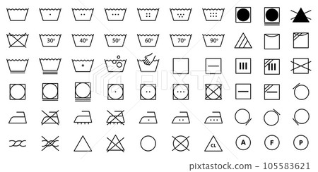 Laundry Vector Icons set. Washing symbols. Care... - Stock Illustration ...