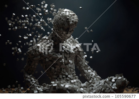 The man made of disintegrating tessellated... - Stock Illustration ...