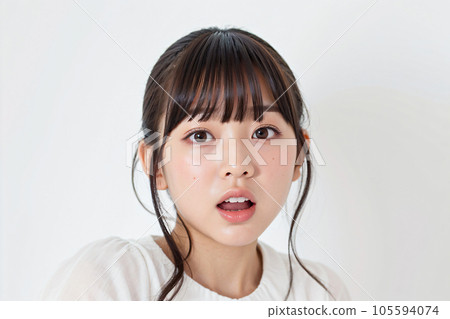 A young and cute Japanese woman who is scared... - Stock Illustration ...