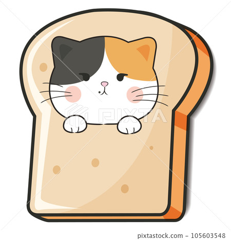 cartoon tricolor bread cat - Stock Illustration [105603548] - PIXTA