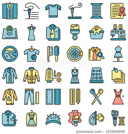 Clothing repair icons set. Outline set of... - Stock Illustration ...
