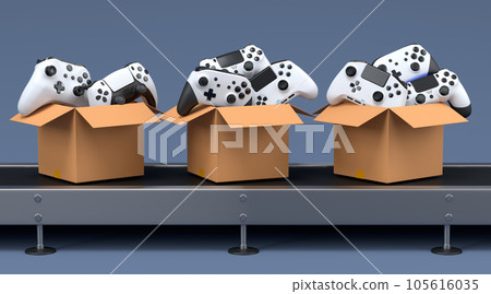 Set of gamer joysticks or gamepads in cardboard... - Stock Illustration ...