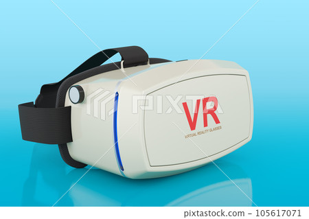 Virtual reality glasses VR on blue background,... - Stock Illustration ...