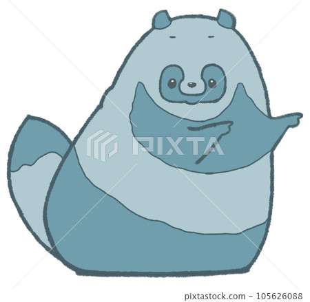 Tanuki pointing to the right (blue) - Stock Illustration [105626088 ...