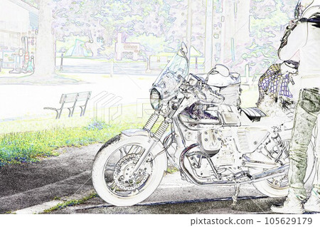 Pastel style "motorcycle touring" illustration... - Stock Illustration ...
