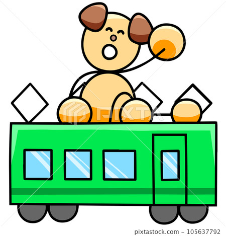 Illustration of a dog riding a train... - Stock Illustration [105637792 ...