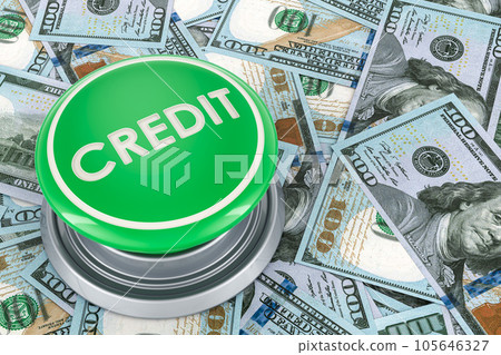 Credit button on the dollar background, 3D... - Stock Illustration ...