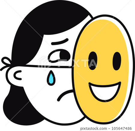 Sketch Sad Woman Behind Mask