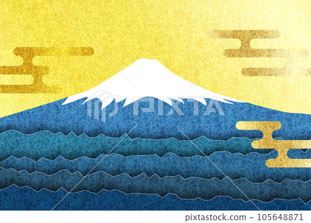 Mount Fuji gold Japanese pattern background - Stock Illustration ...