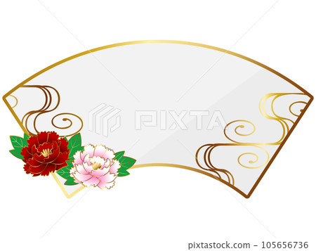 Luxurious peony and fan-shaped frame white & gold - Stock Illustration ...