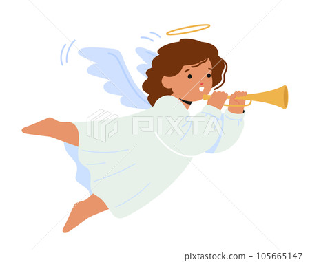 Cherubic Baby Angel Character With Adorable... - Stock Illustration ...