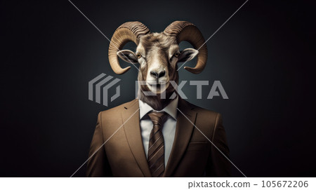 Argali head portrait wearing suit on isolated...-插圖素材 [105672206] - PIXTA圖庫
