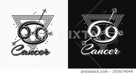 Black and white icon of zodiac sign Cancer - Stock Illustration ...