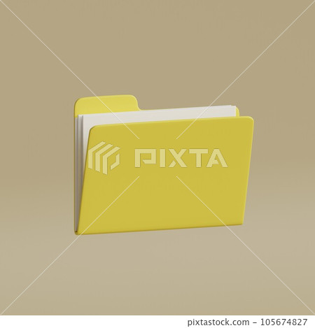 3d yellow portfolio folder and paper. 3d render... - Stock Illustration ...