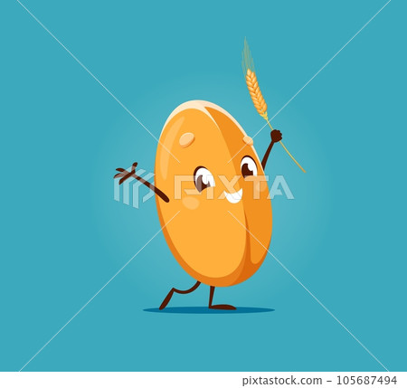 Cartoon cute wheat cereal grain character...-插圖素材 [105687494] - PIXTA圖庫